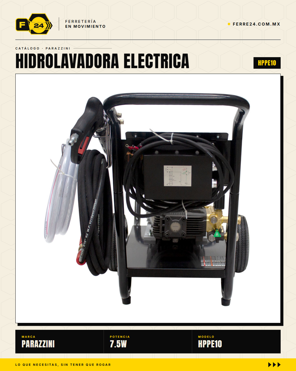 Hidrolavadora Eléctrica Industrial Parazzini Pro 10 HP — 234 bar – Ferre24